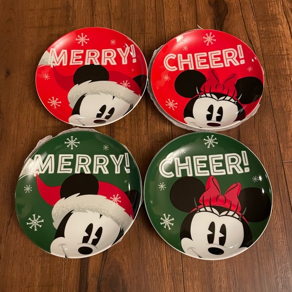 Disney | Dining | Disney Mickey Minnie Cheer Christmas Set 4 Appetizer ...